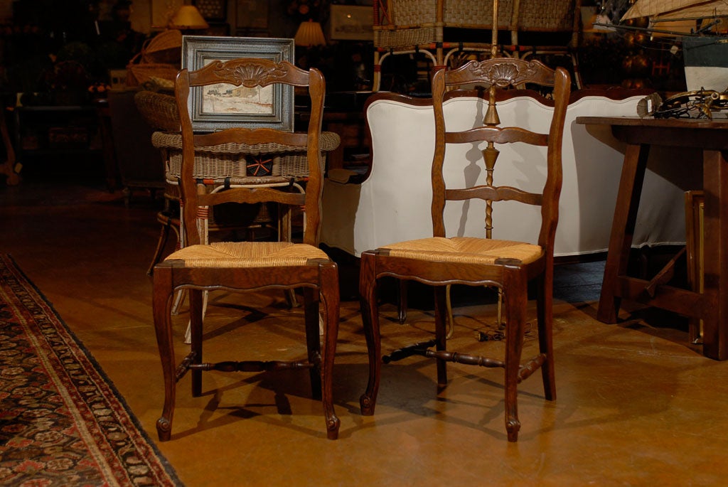 Set Of 4 French Rush Bottom Chairs at 1stDibs