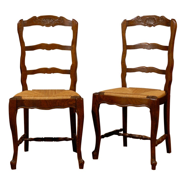 Set Of 4 French Rush Bottom Chairs at 1stDibs