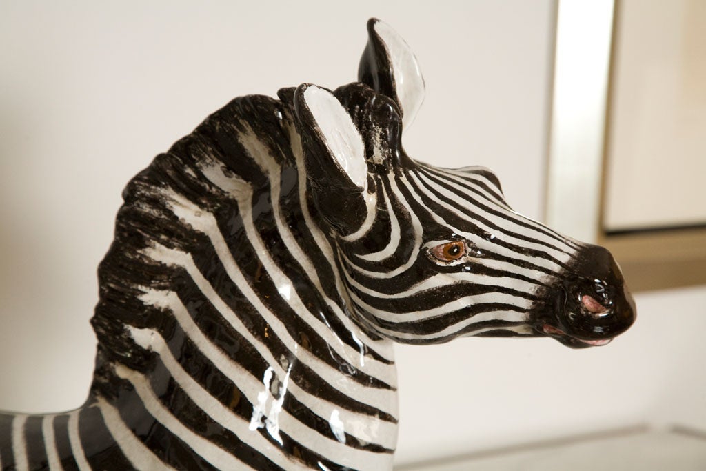 Italian Ceramic Zebra with Painted Finish at 1stDibs