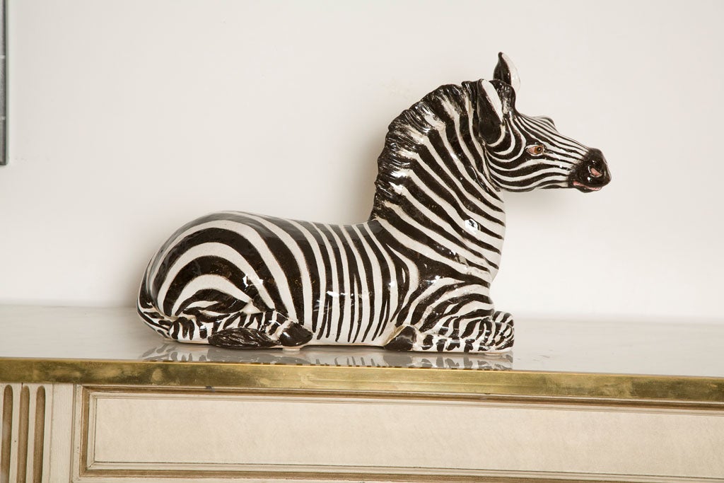 Italian Ceramic Zebra with Painted Finish at 1stDibs