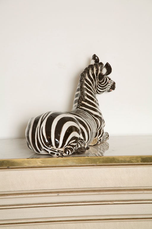 Italian Ceramic Zebra with Painted Finish at 1stDibs