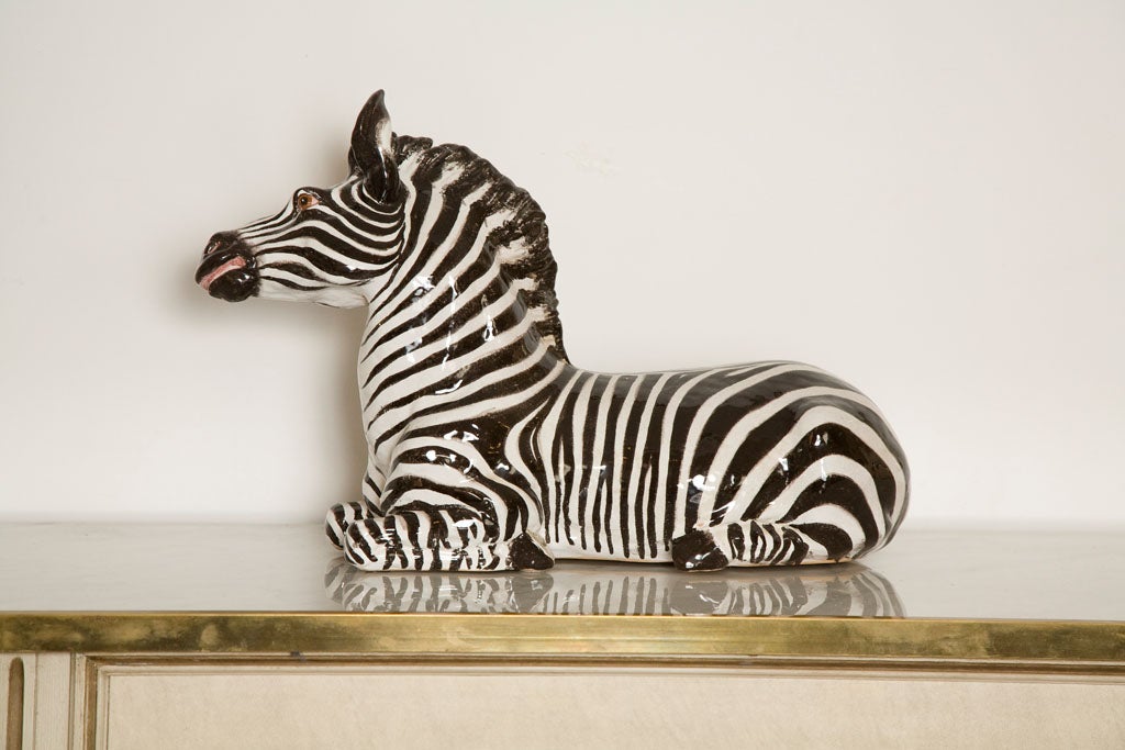 Italian Ceramic Zebra with Painted Finish at 1stDibs