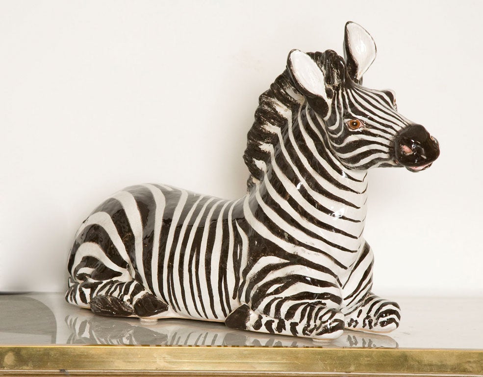 Italian Ceramic Zebra with Painted Finish at 1stDibs
