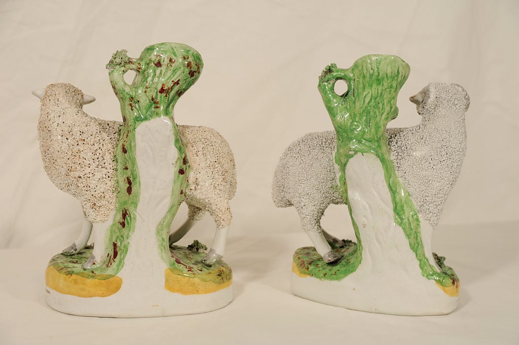 A Pair of Staffordshire Sheep Spill Vases at 1stDibs