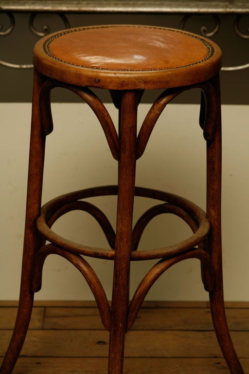 Continental bentwood bar stool with leather seat at 1stDibs | bentwood ...