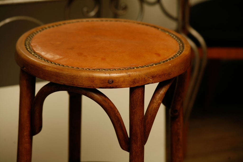 Continental bentwood bar stool with leather seat at 1stDibs | bentwood ...