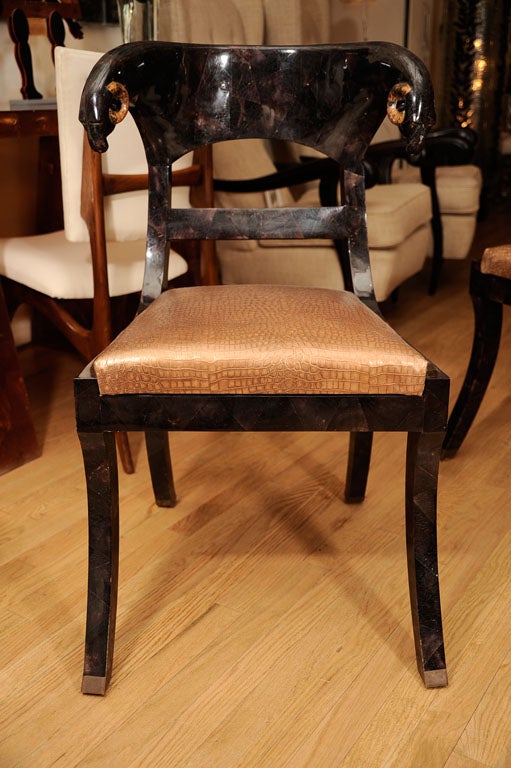 Set of six tortoise shell veneer dining chairs by Maitland Smith at 1stDibs
