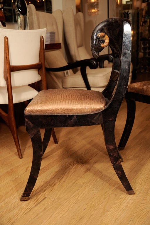 Set of six tortoise shell veneer dining chairs by Maitland Smith at 1stDibs