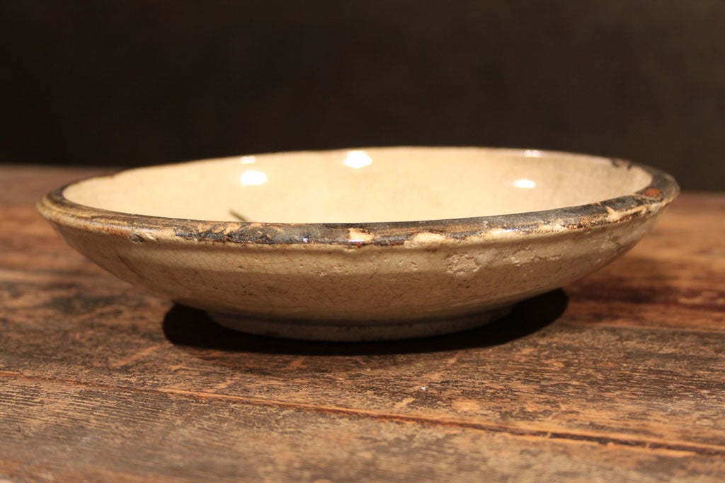 Japanese Seto Ware Bowl with Flying Crane For Sale at 1stDibs