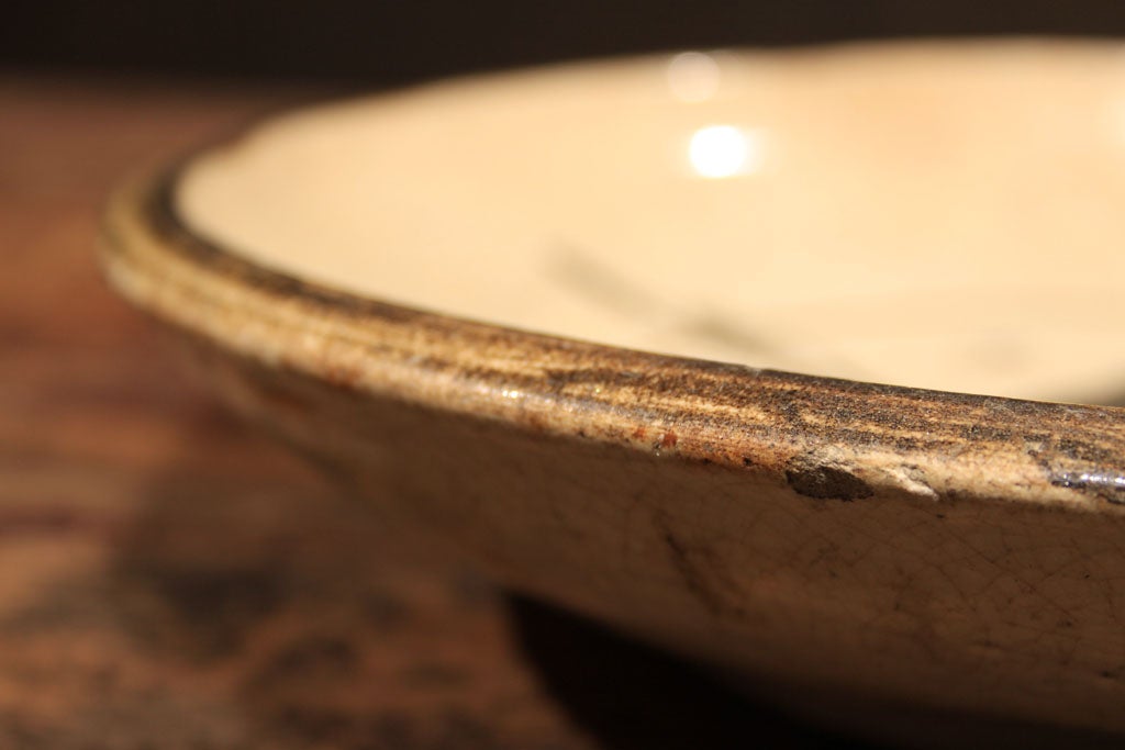 Japanese Seto Ware Bowl with Flying Crane For Sale at 1stDibs