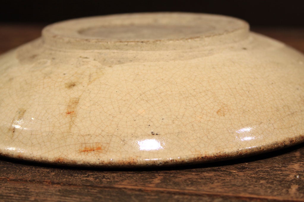 Japanese Seto Ware Bowl with Flying Crane For Sale at 1stDibs