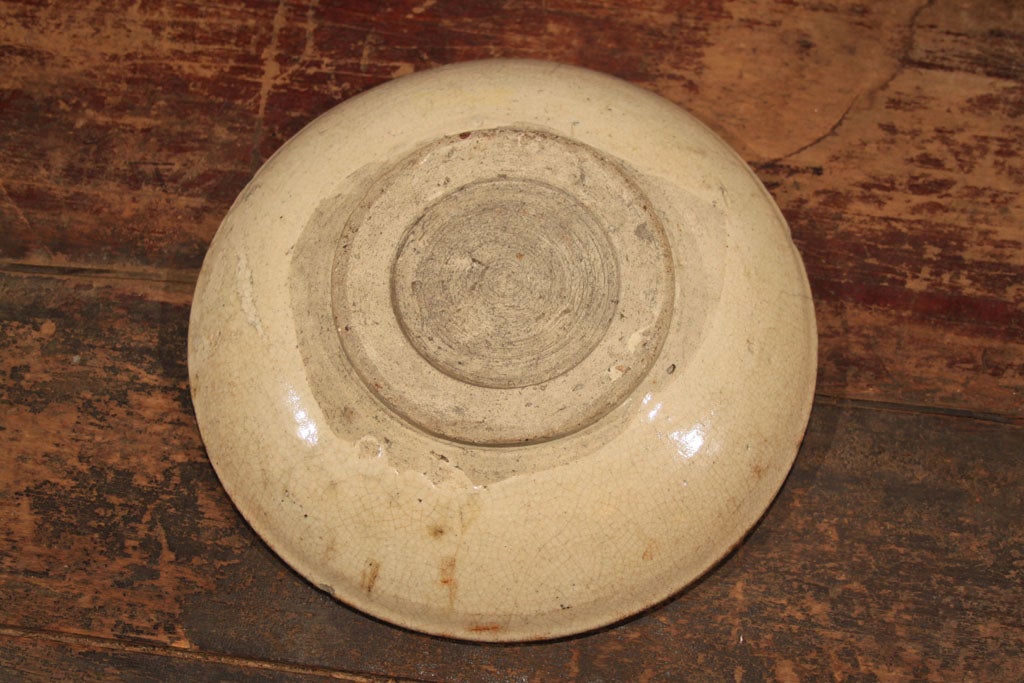 Japanese Seto Ware Bowl with Flying Crane For Sale at 1stDibs