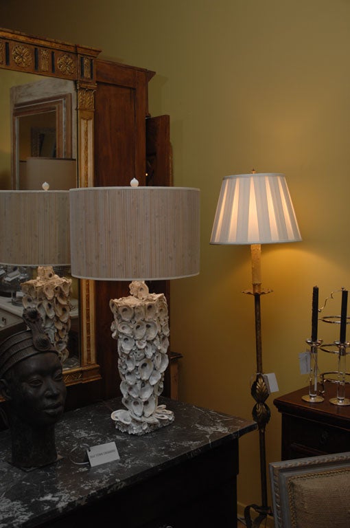 Pair of Oyster Shell Lamps at 1stDibs | oyster shell table lamp