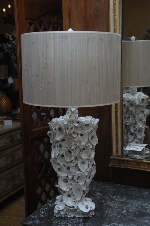 Pair of Oyster Shell Lamps at 1stDibs | oyster shell table lamp
