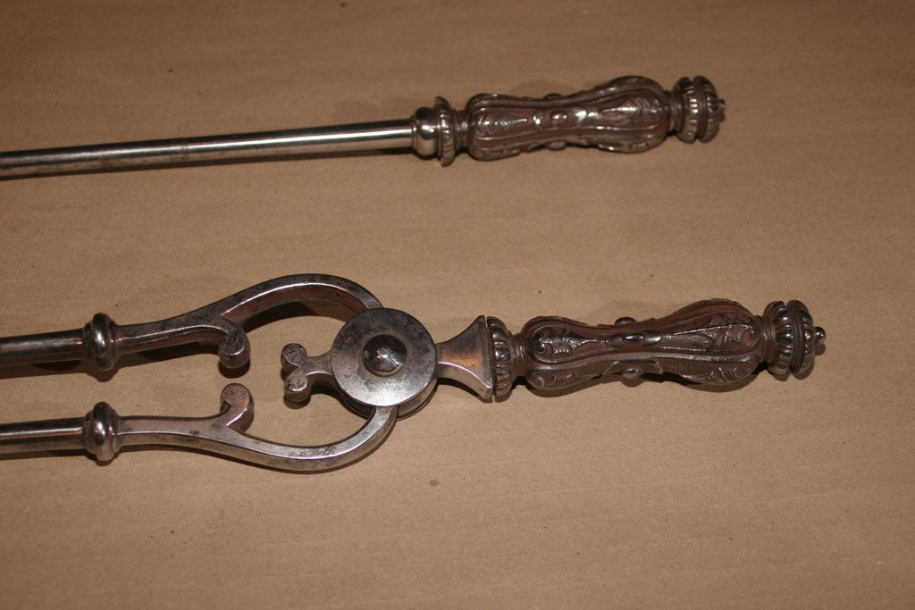 Fine Set of 19th Century English Steel Firetools For Sale at 1stDibs