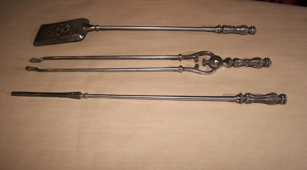 Fine Set of 19th Century English Steel Firetools For Sale at 1stDibs