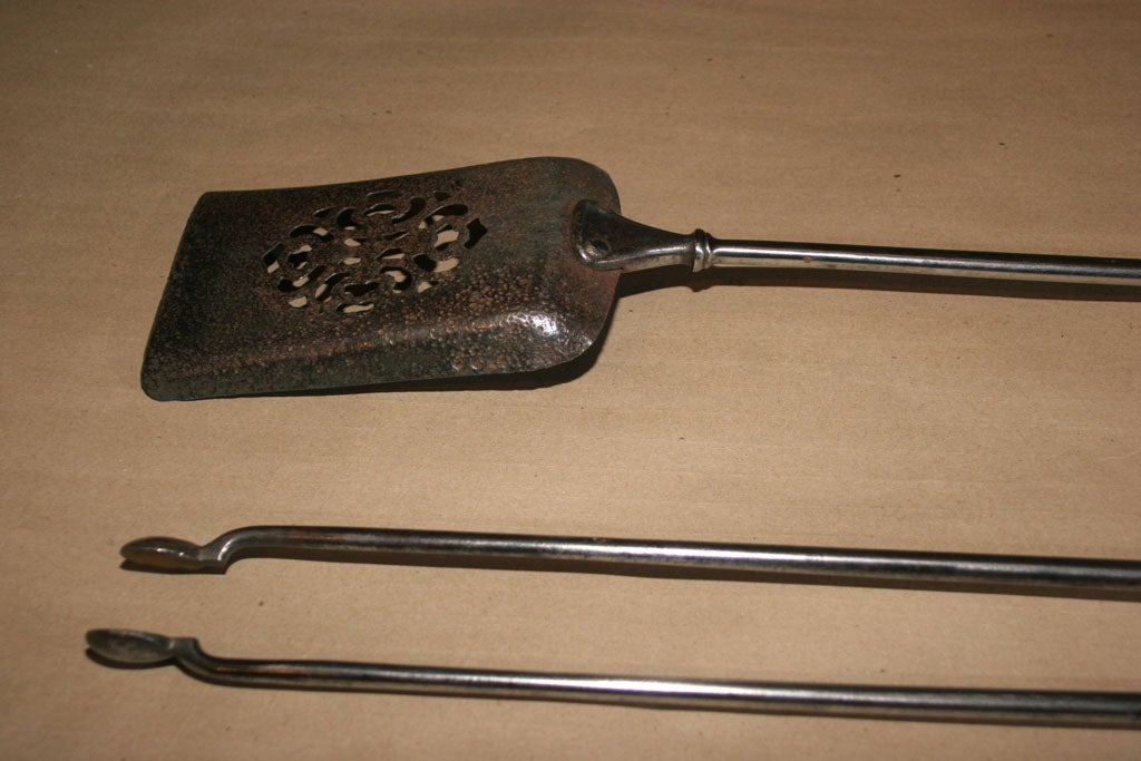 Fine Set of 19th Century English Steel Firetools For Sale at 1stDibs