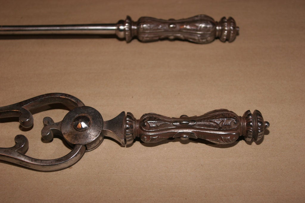 Fine Set of 19th Century English Steel Firetools For Sale at 1stDibs