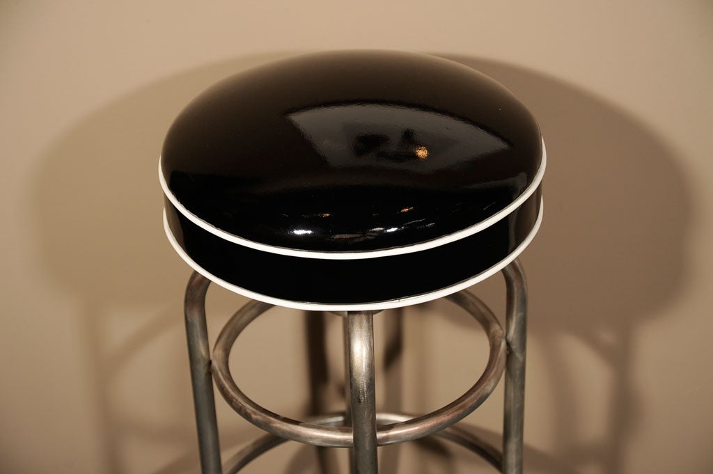 Set of 4 "Diner" Bar Stools with Custom Patent Leather Seats at 1stDibs