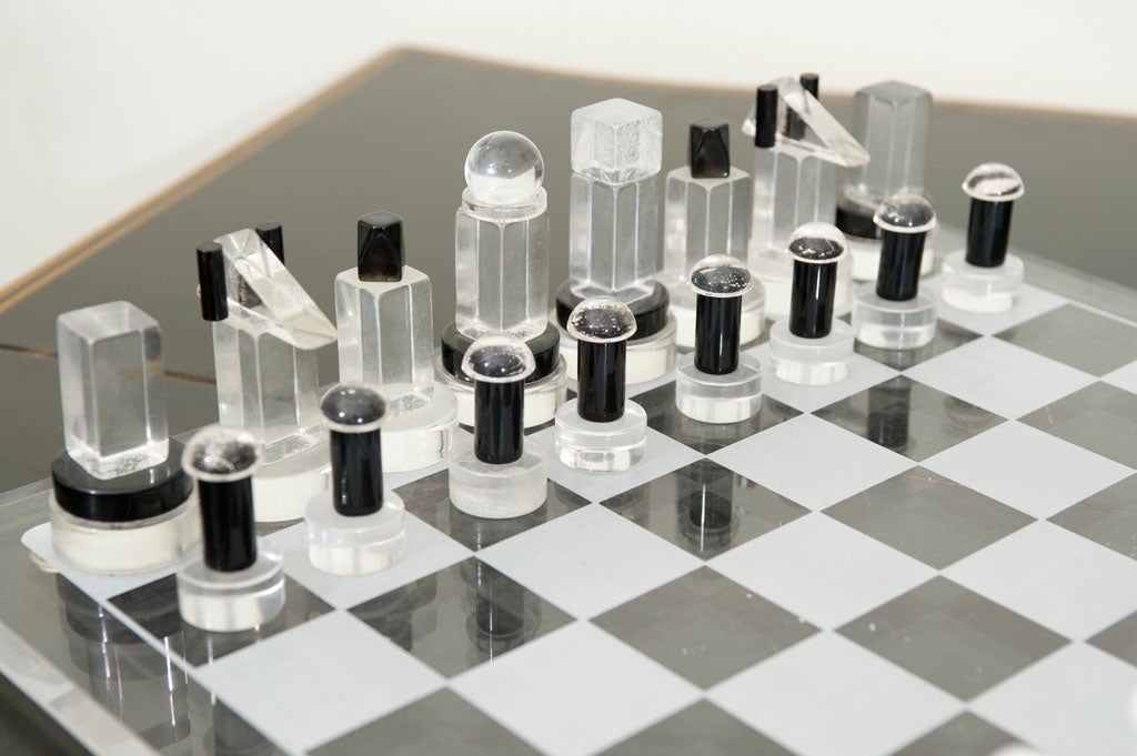 Acrylic Chess Set at 1stDibs | acrylic chess pieces