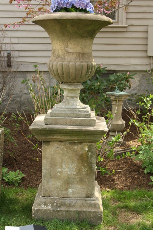 Rare Set of Four 18th Century Yorkstone Urns on Plinths with Provenance ...