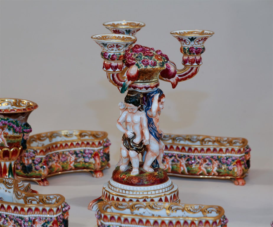 Exceptional Complete Capo di Monte Table Surround and Candlesticks For ...