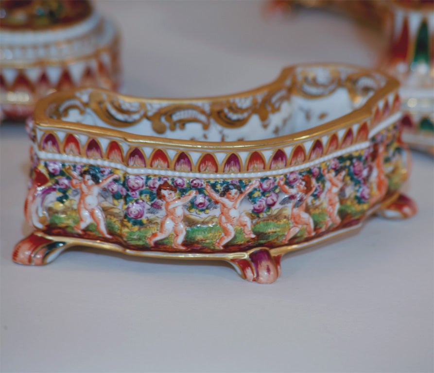 Exceptional Complete Capo di Monte Table Surround and Candlesticks For ...