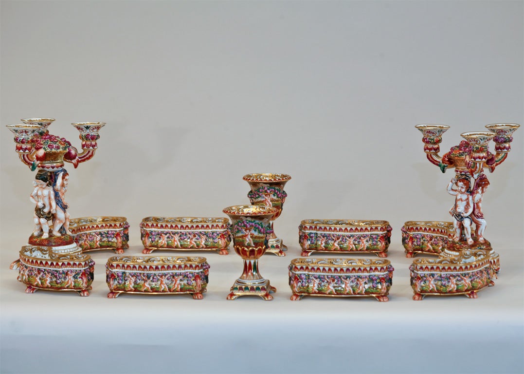 Exceptional Complete Capo di Monte Table Surround and Candlesticks For ...