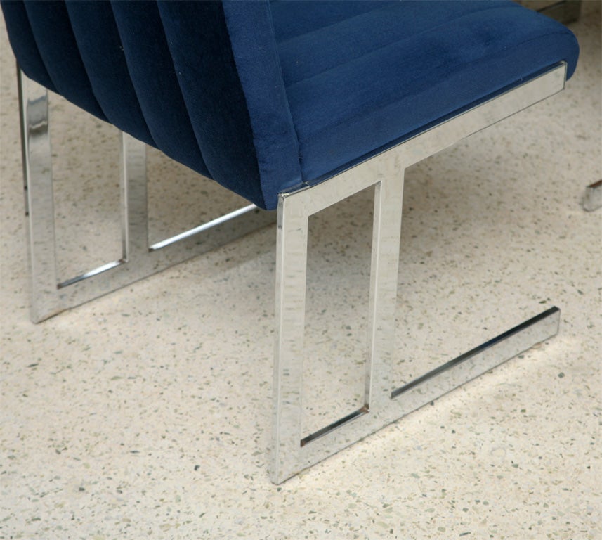 Four Mid Century Modern Polished Chrome Dining Chairs For Sale at 1stDibs