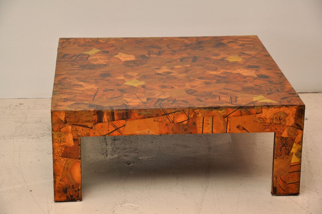 Square Copper And Resin Coffee Table at 1stDibs