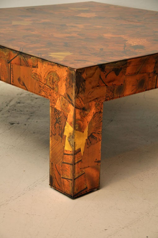 Square Copper And Resin Coffee Table at 1stDibs