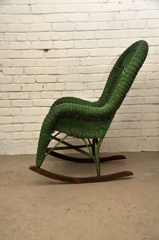 Vintage Wicker Rocking Chair at 1stDibs