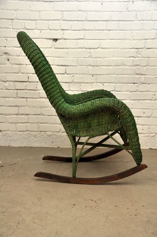 Vintage Wicker Rocking Chair at 1stDibs