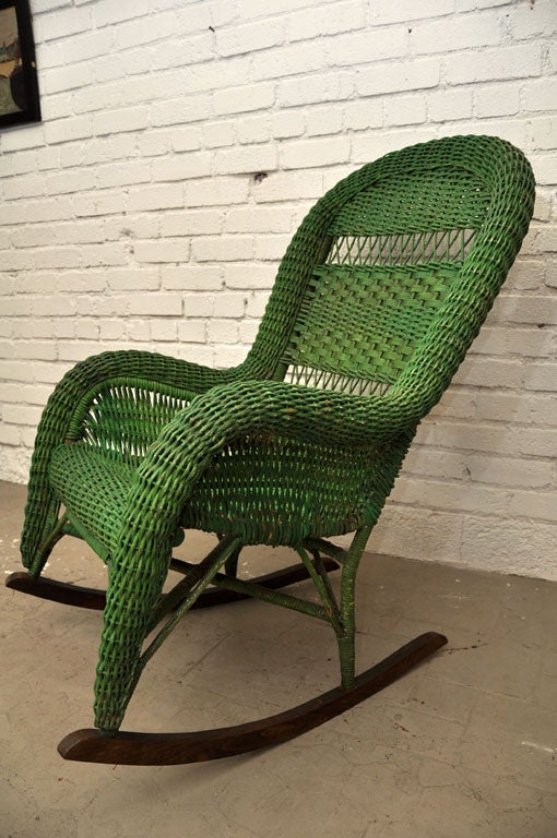 Vintage Wicker Rocking Chair at 1stDibs