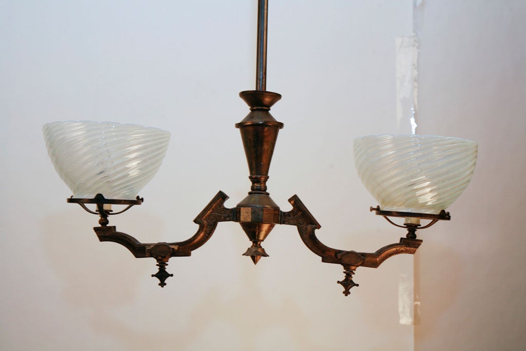 Two Arm Early Gas Ceiling Light For Sale at 1stDibs