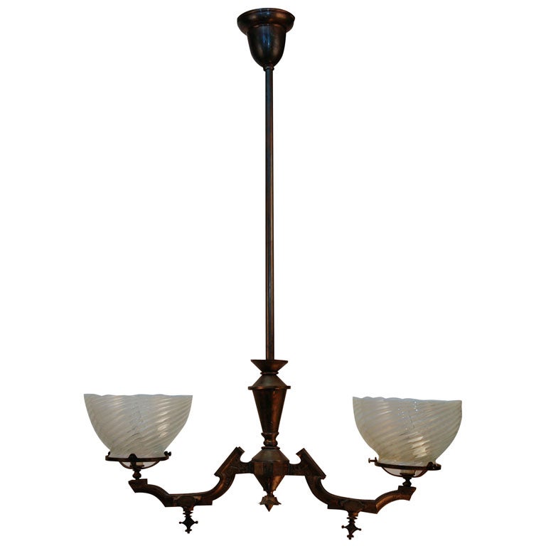 Two Arm Early Gas Ceiling Light For Sale at 1stDibs