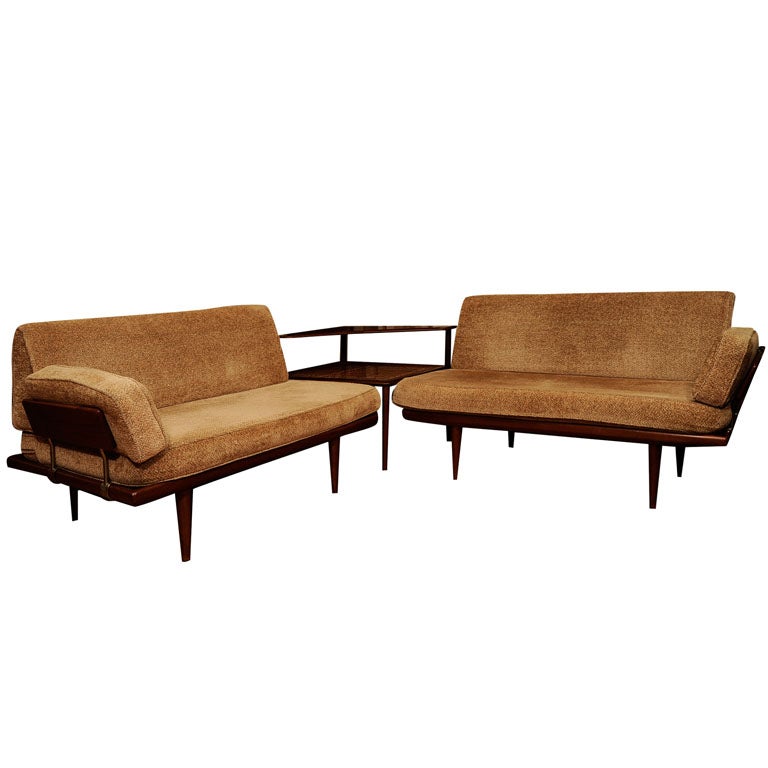 Double Sofa and Side Table Sectional Unit by John Stuart at 1stDibs