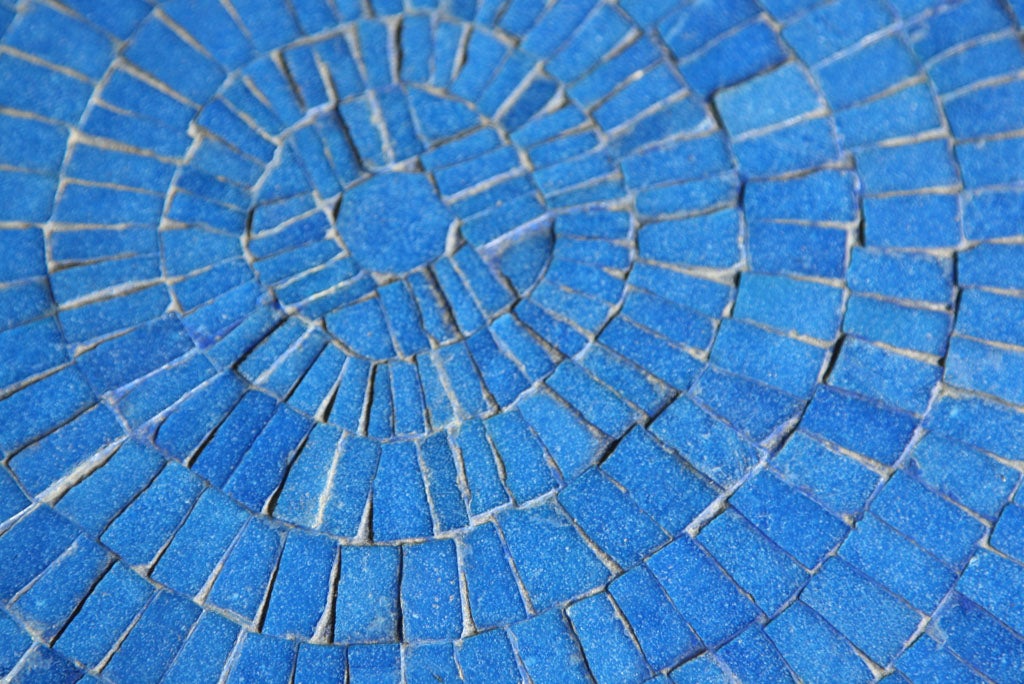 Round Greek Key Mosaic Tile Table at 1stDibs