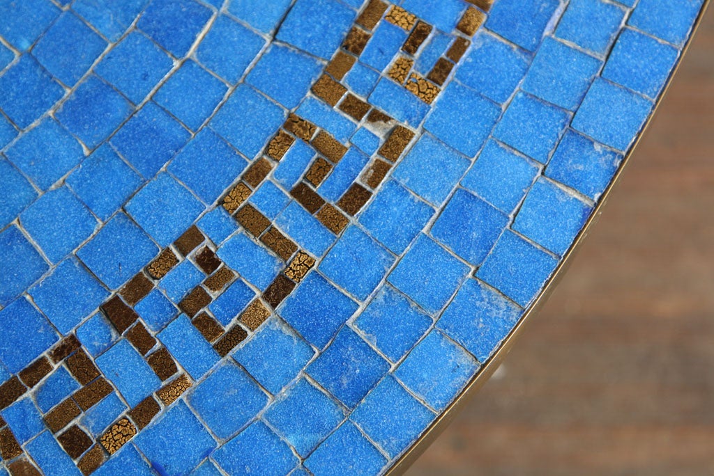 Round Greek Key Mosaic Tile Table at 1stDibs