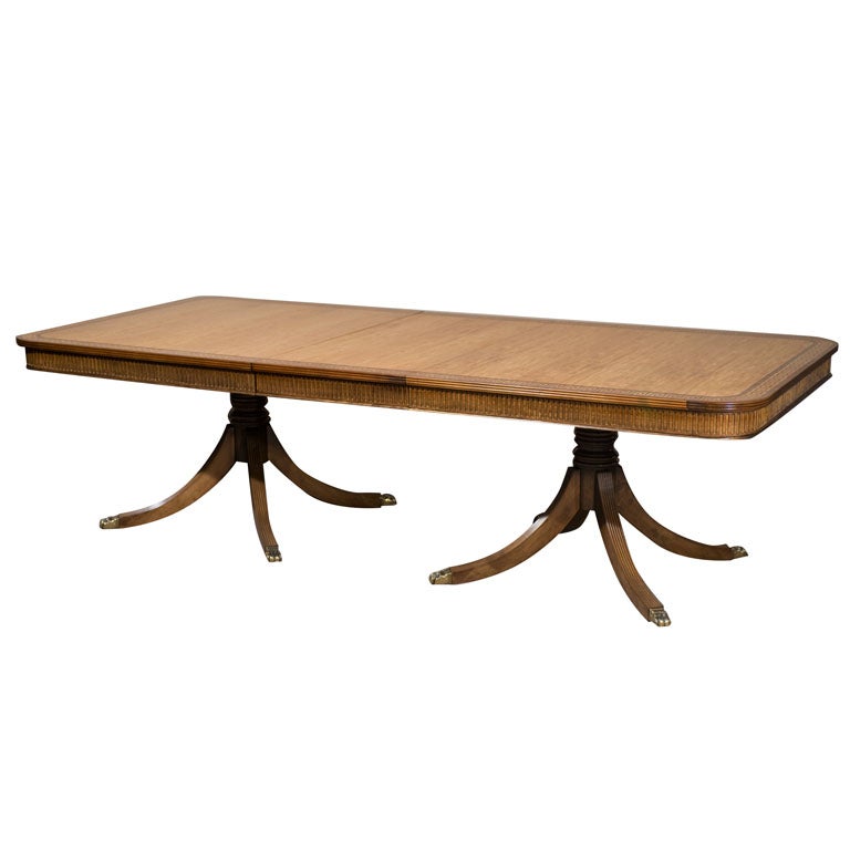 Custom Satinwood and Rosewood Regency Greek Key Dining Table at 1stDibs