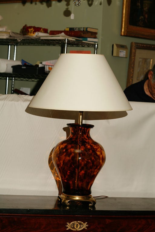 Italian Tortoise Shell Glass Lamp For Sale at 1stDibs