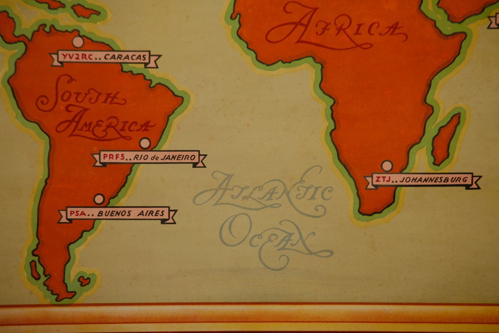 Large 1936 Philco Radio Advertising Display Map of the World at 1stDibs
