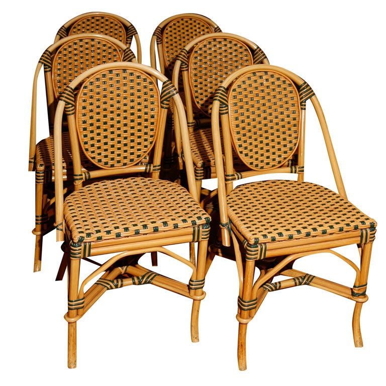 Set of 6 faux rattan chairs at 1stDibs