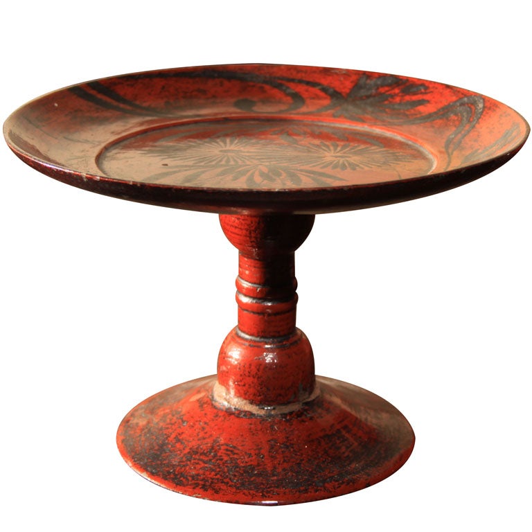 Japanese Negoro Red Lacquer Footed Tray at 1stDibs