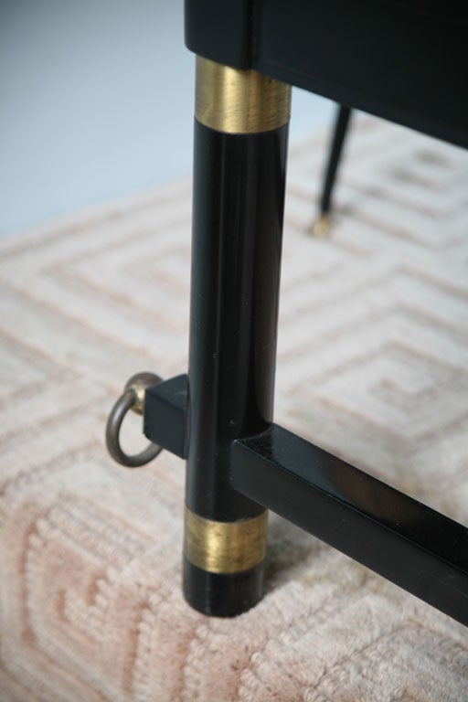 Black Lacquer and Brass-Mounted Bench, Probably James Mont at 1stDibs