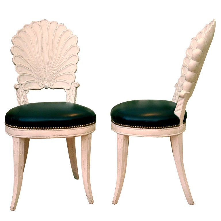 White Shell Back Side Chairs at 1stDibs