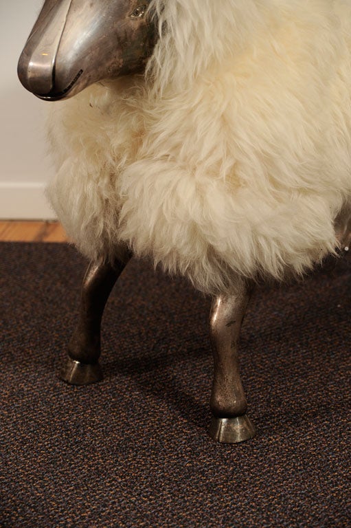 Pair of Lalanne Style Silvered Bronze Sculptural Sheep Benches at 1stDibs