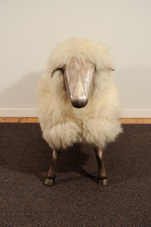 Pair of Lalanne Style Silvered Bronze Sculptural Sheep Benches at 1stDibs