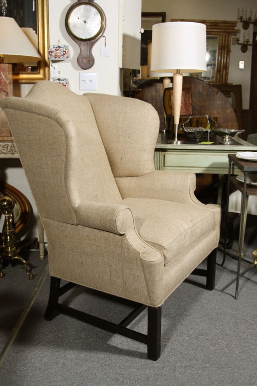 Oversized Wing Chair Mahogany Legs at 1stDibs