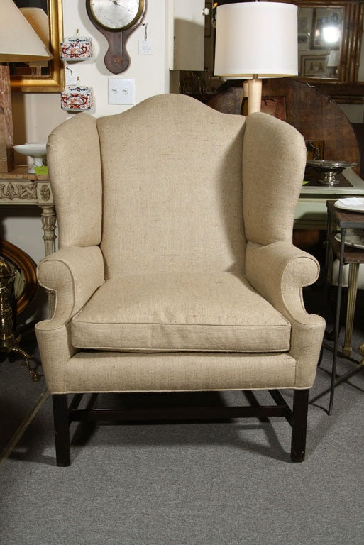 Oversized Wing Chair Mahogany Legs at 1stDibs